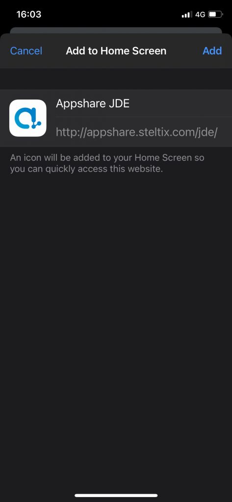 Adding Appshare to your home screen - Documentation at Steltix