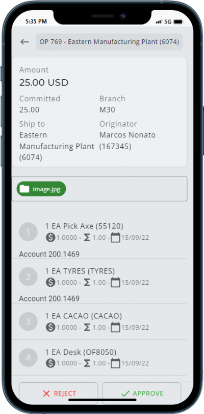 Purchase Approval - Mobile App for JD Edwards