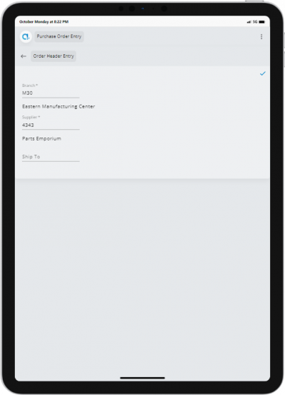 Purchase Order Entry - Mobile App for JD Edwards